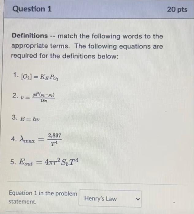 Solved Definitions - match the following words to the | Chegg.com