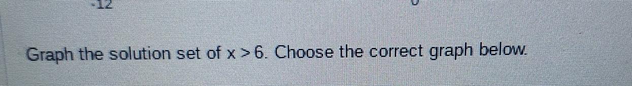 Solved Graph the solution set of x>6. ﻿Choose the correct | Chegg.com