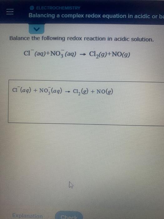 Solved ELECTROCHEMISTRY Balancing a complex redox equation | Chegg.com
