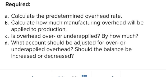 Solved Required: a. Calculate the predetermined overhead | Chegg.com
