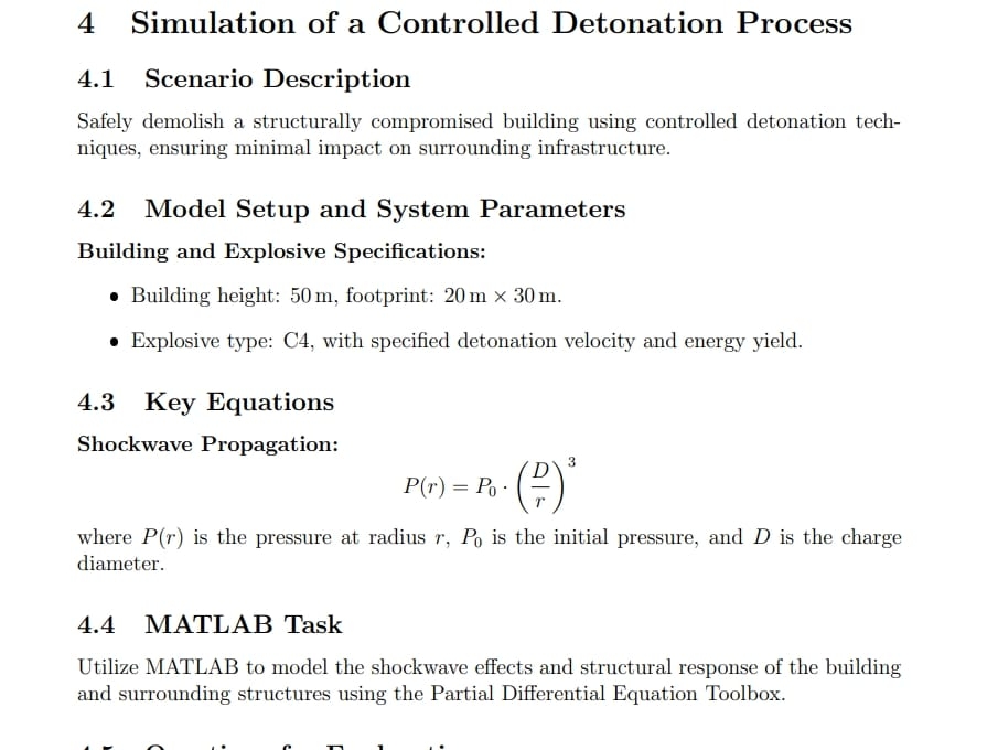 Solved 4 ﻿Simulation of a Controlled Detonation Process4.1 | Chegg.com