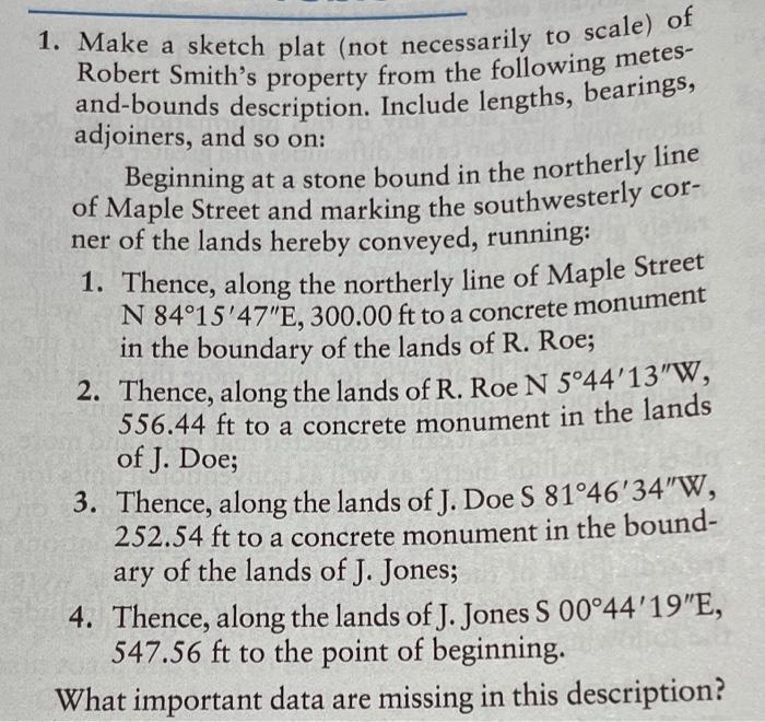 Solved 1. Make a sketch plat (not necessarily to scale) of | Chegg.com