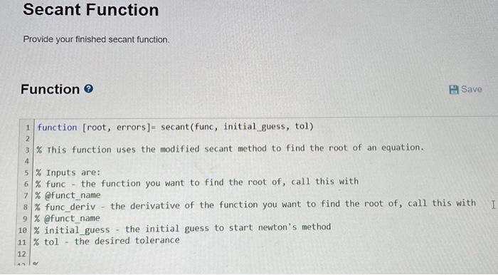 Solved Secant Function Provide your finished secant | Chegg.com