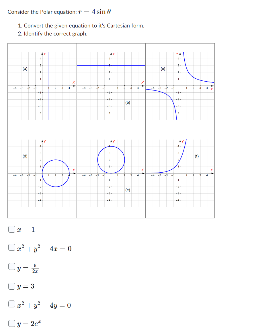 Solved Consider the Polar equation: r=4sinθConvert the given | Chegg.com