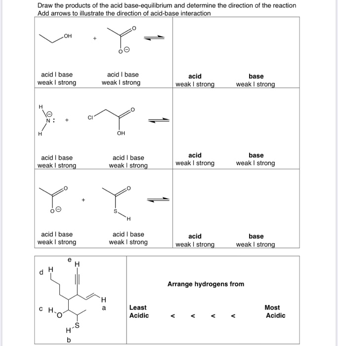 Solved Draw the products of the acid base-equilibrium and | Chegg.com