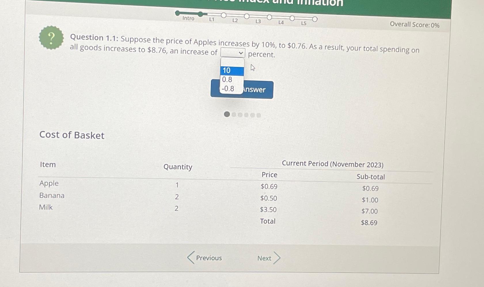 Solved ? ﻿Question 1.1: Suppose the price of Apples | Chegg.com