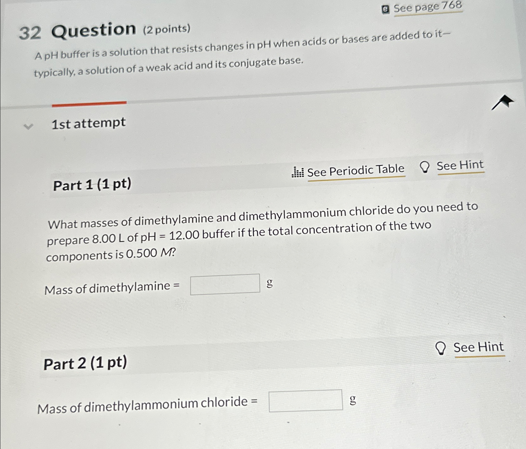 Solved See page 76832 ﻿Question (2 ﻿points)A pH buffer is a | Chegg.com