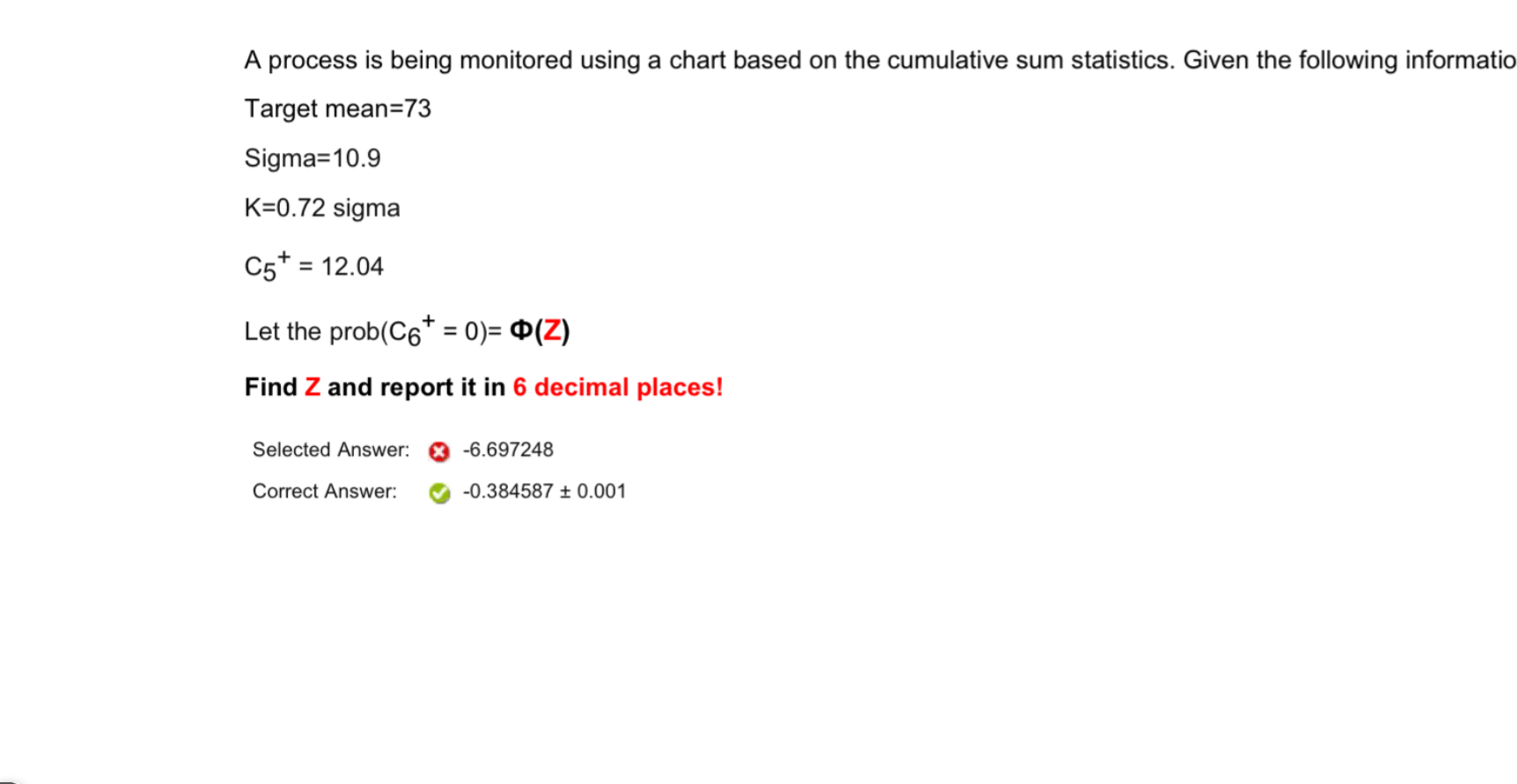 A process is being monitored using a chart based on | Chegg.com