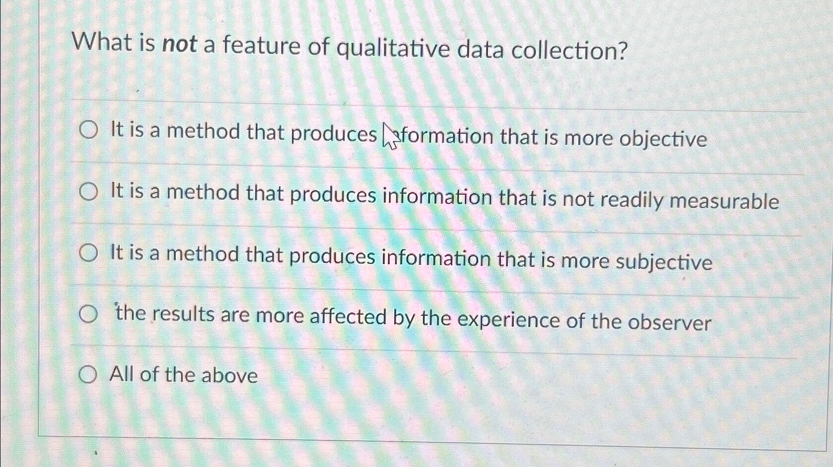 What is not a feature of qualitative data | Chegg.com