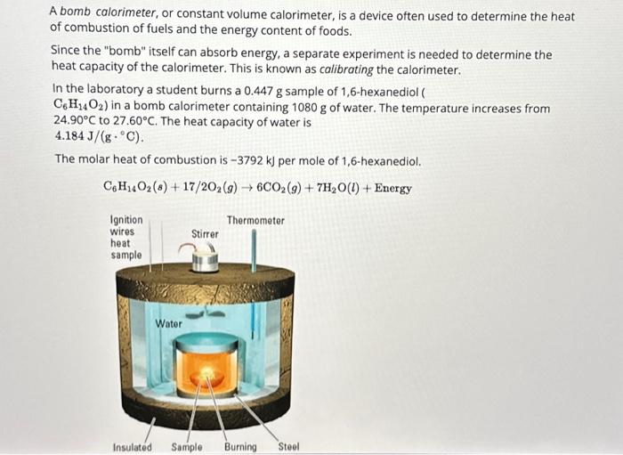Solved A bomb calorimeter, or constant volume calorimeter, | Chegg.com