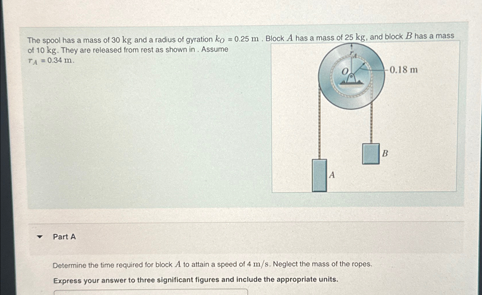 Solved The spool has a mass of 30kg ﻿and a radius of | Chegg.com