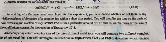 Solved 2. For which metal aquo complex is the equilibrium | Chegg.com