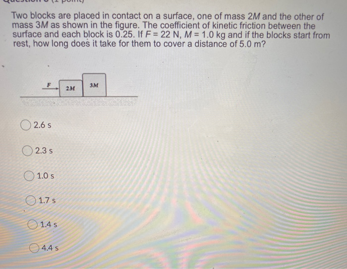 Solved Two blocks are placed in contact on a surface, one of | Chegg.com