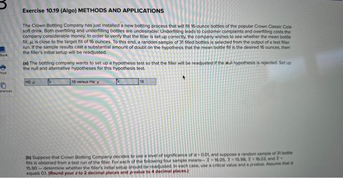 Solved Exercise 10.19 (Algo) METHODS AND APPLICATIONS The | Chegg.com