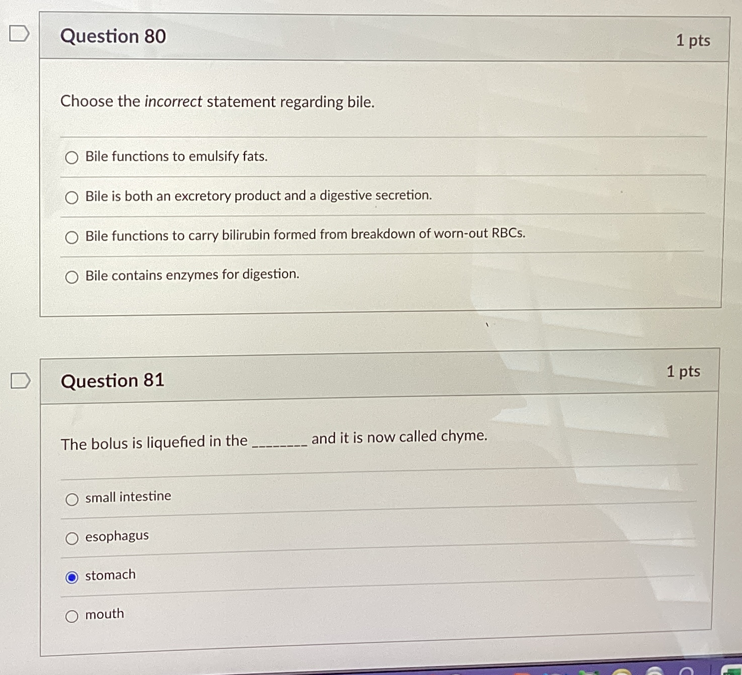 Solved Question 801ptsChoose the incorrect statement | Chegg.com