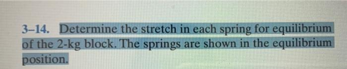 Solved 3-14. Determine the stretch in each spring for | Chegg.com