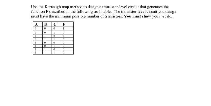Solved Use the Karnaugh map method to design a | Chegg.com