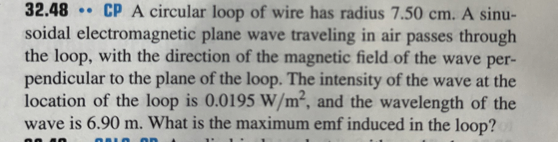 Solved 32.48 • ﻿CP A circular loop of wire has radius 7.50 | Chegg.com