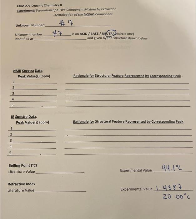 Solved CHM 271 Organic Chemistry II Experiment: Separation | Chegg.com