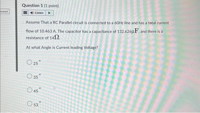 Solved Assume That a RC Parallel circuit is connected to a | Chegg.com