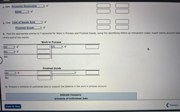 Solved Hildreth Company uses job order costing. The | Chegg.com