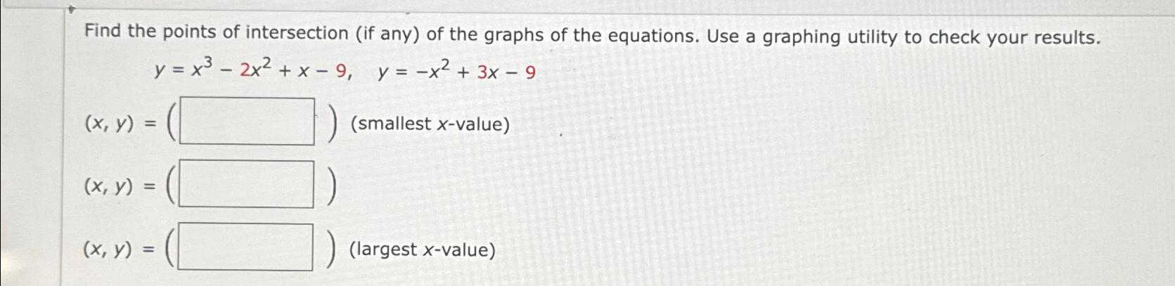 Solved Find the points of intersection (if any) ﻿of the | Chegg.com
