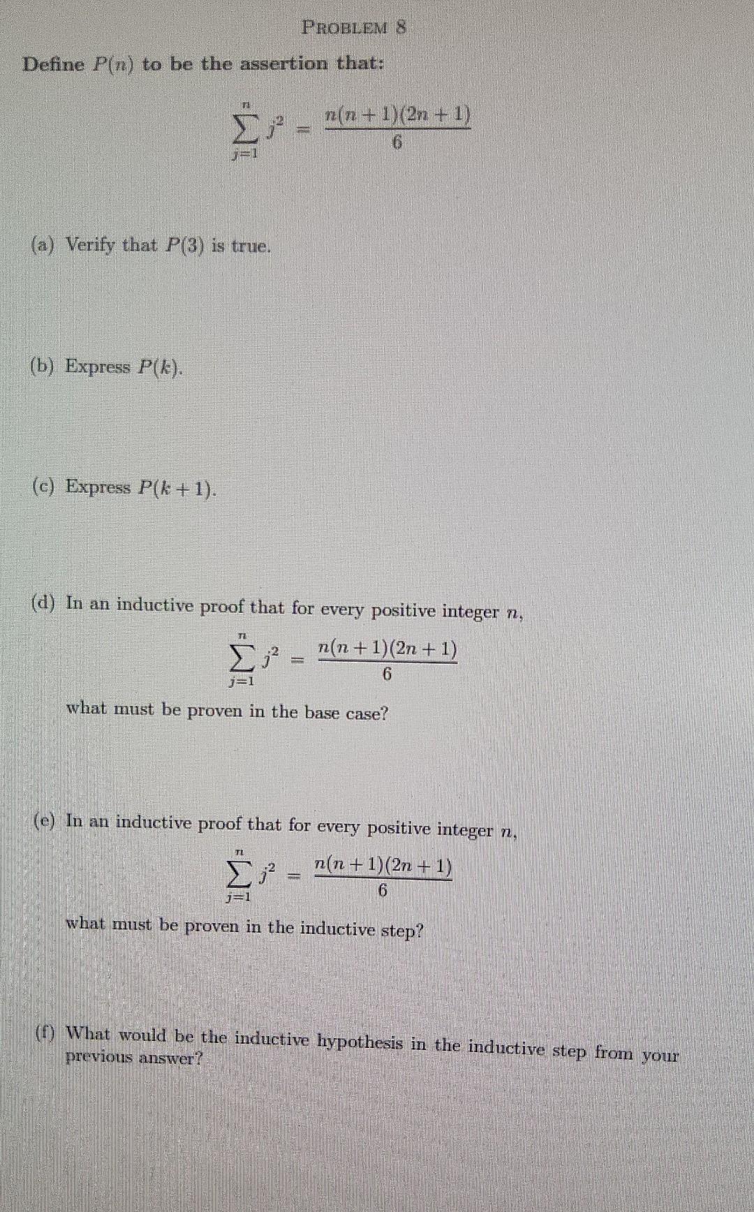 Solved Define P(n) to be the assertion that: | Chegg.com