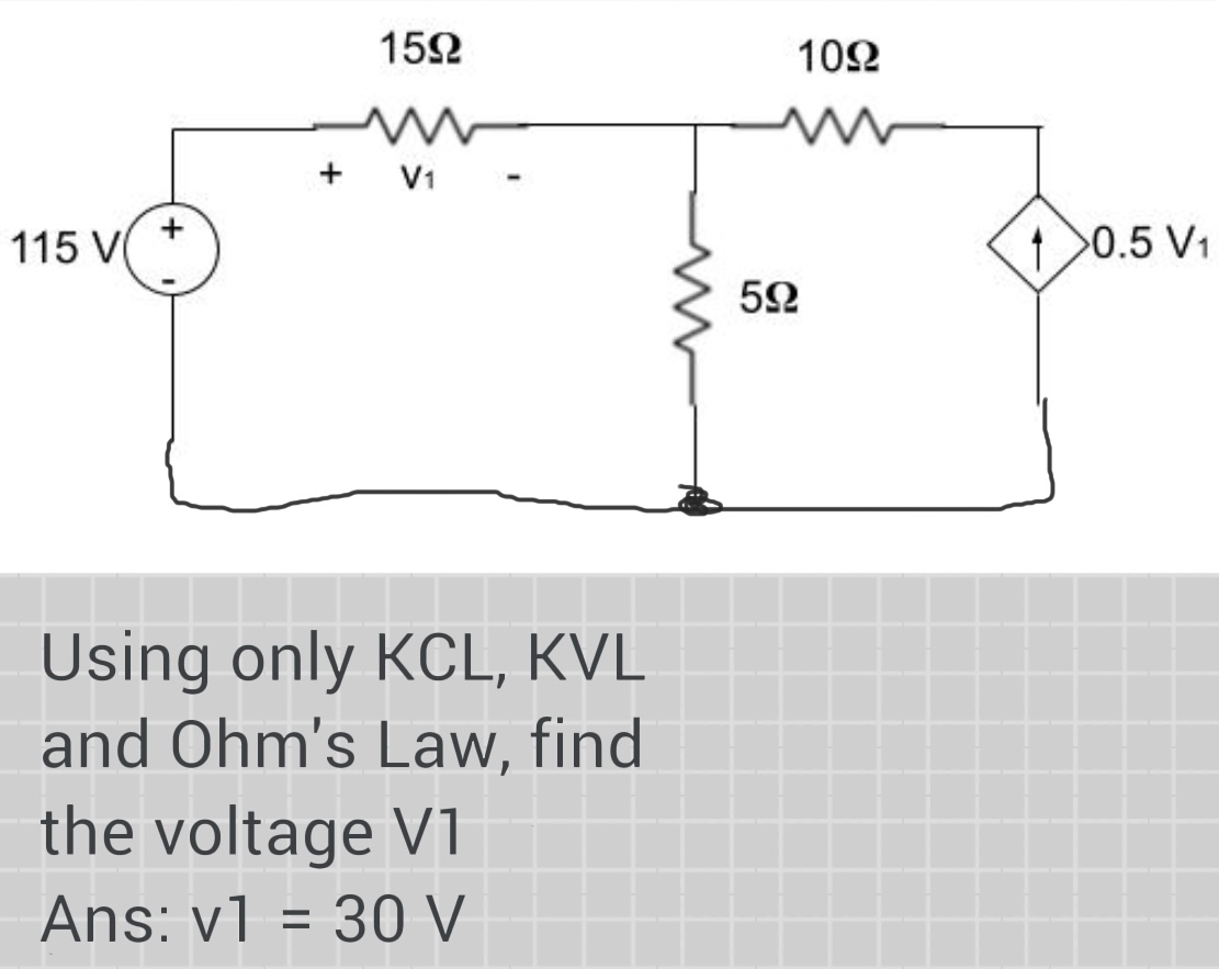 Solved Using only KCL,KVL ﻿and Ohm's Law, find the voltage | Chegg.com