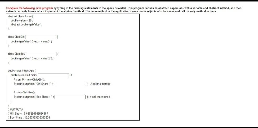 Solved Complete The Following Java Program By Typing In The 