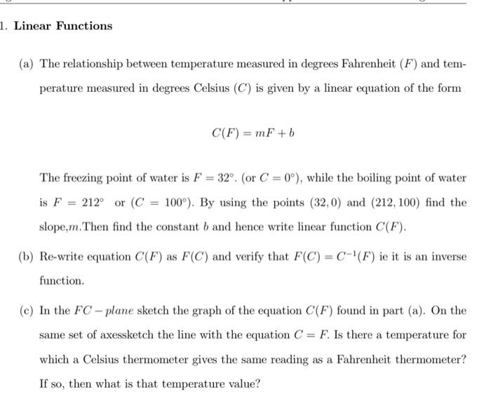 Solved (a) The relationship between temperature measured in | Chegg.com