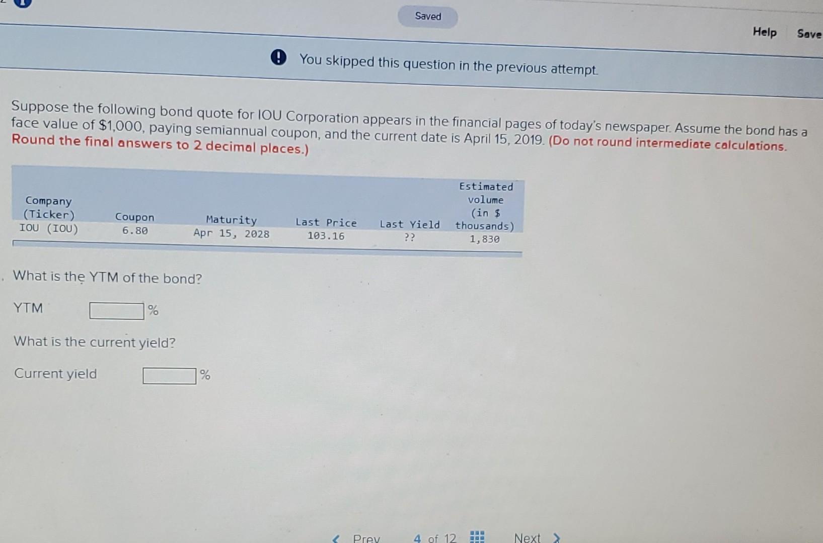 Solved (1) You skipped this question in the previous attempt | Chegg.com