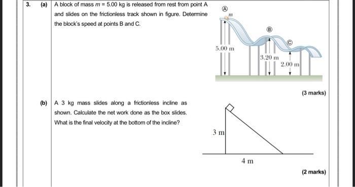 Solved 3. (a) A A block of mass m = 5.00 kg is released from | Chegg.com