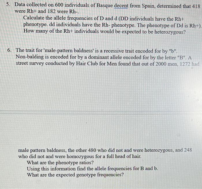 5. Data collected on 600 individuals of Basque decent | Chegg.com