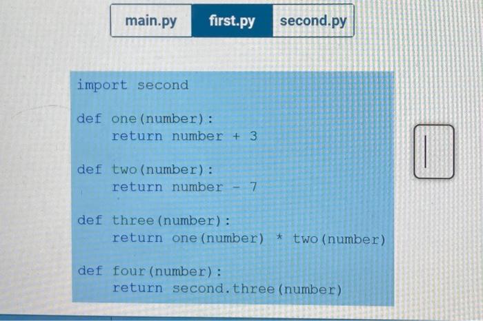 Solved import first def one (number): return number ⋆⋆2 def | Chegg.com