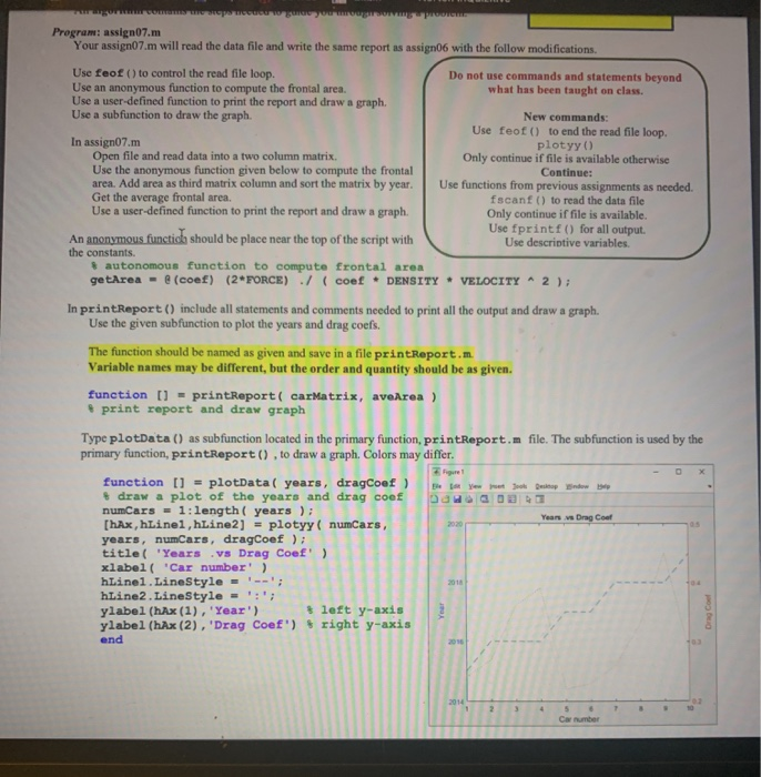 Solved Program: assign07.m Your assign07.m will read the | Chegg.com