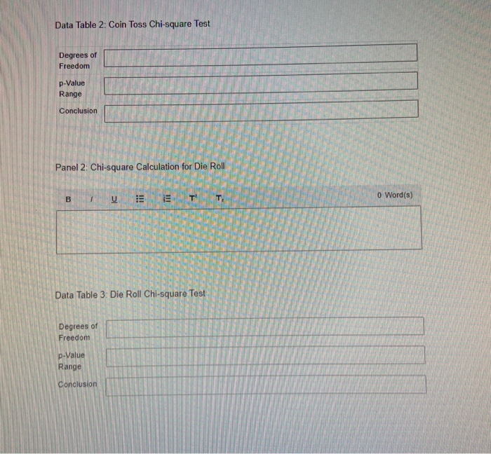 Data Table 2. Coin Toss Chi-square Test Degrees of | Chegg.com