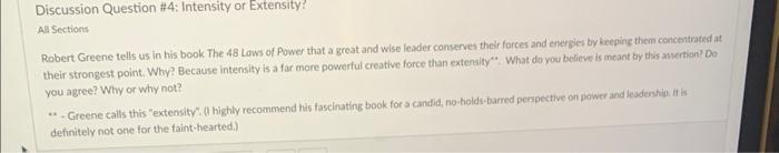 Discussion Question #4: Intensity or Extensity? An | Chegg.com