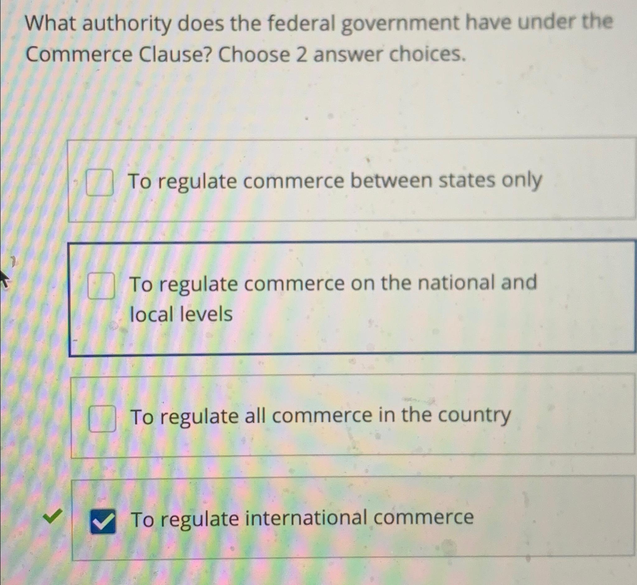 Solved What authority does the federal government have under | Chegg.com
