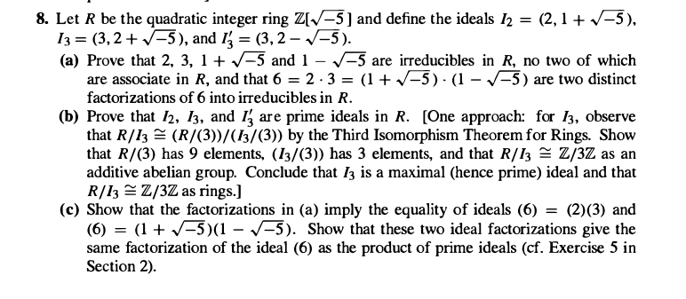 Solved Let R be ﻿the quadratic integer ring Z[-52] ﻿and | Chegg.com