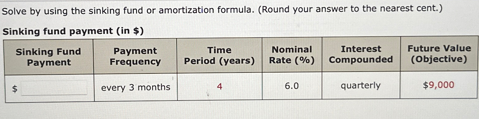 Solved Solve by using the sinking fund or amortization | Chegg.com
