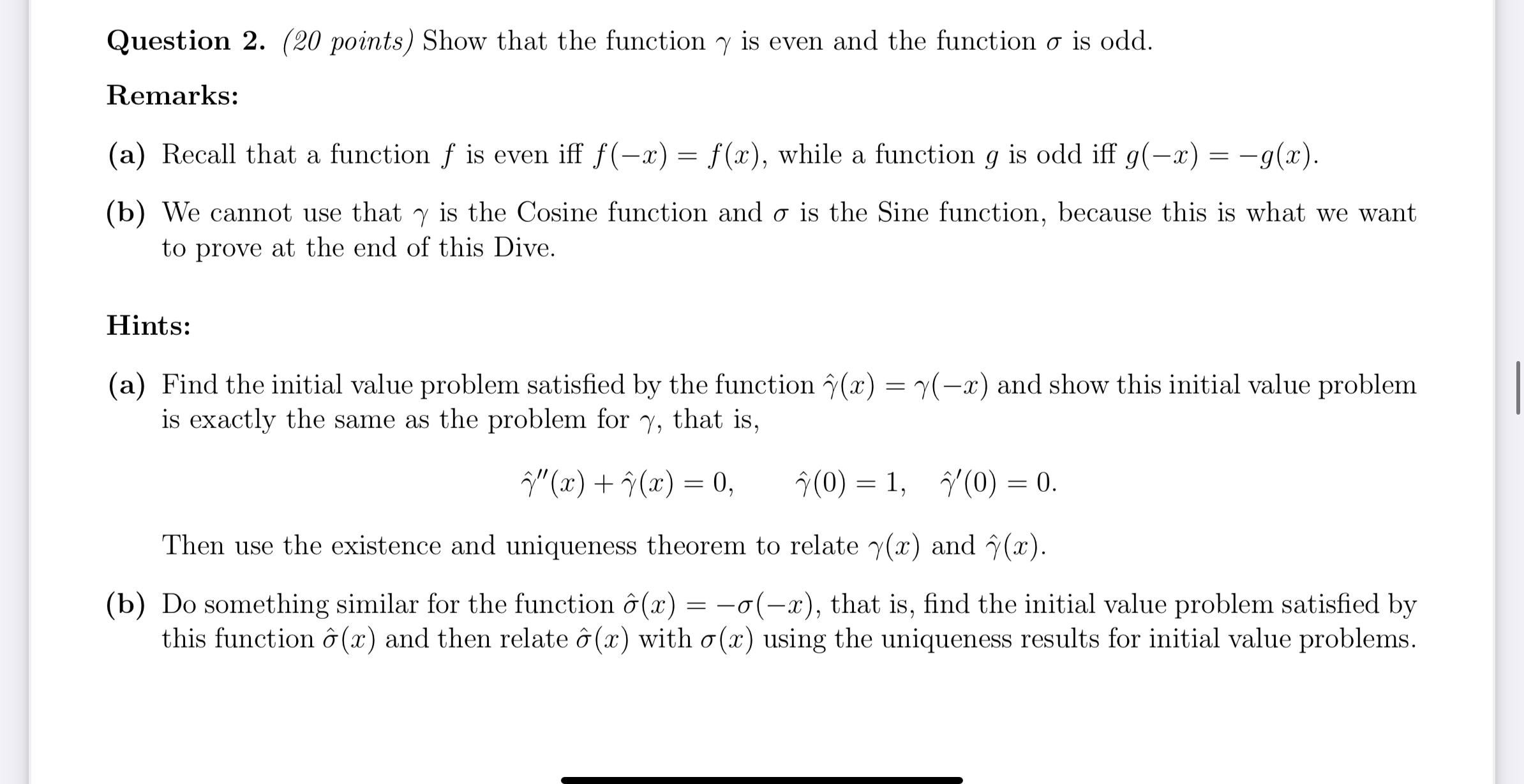 Solved Question 2. (20 ﻿points) ﻿Show that the function γ | Chegg.com