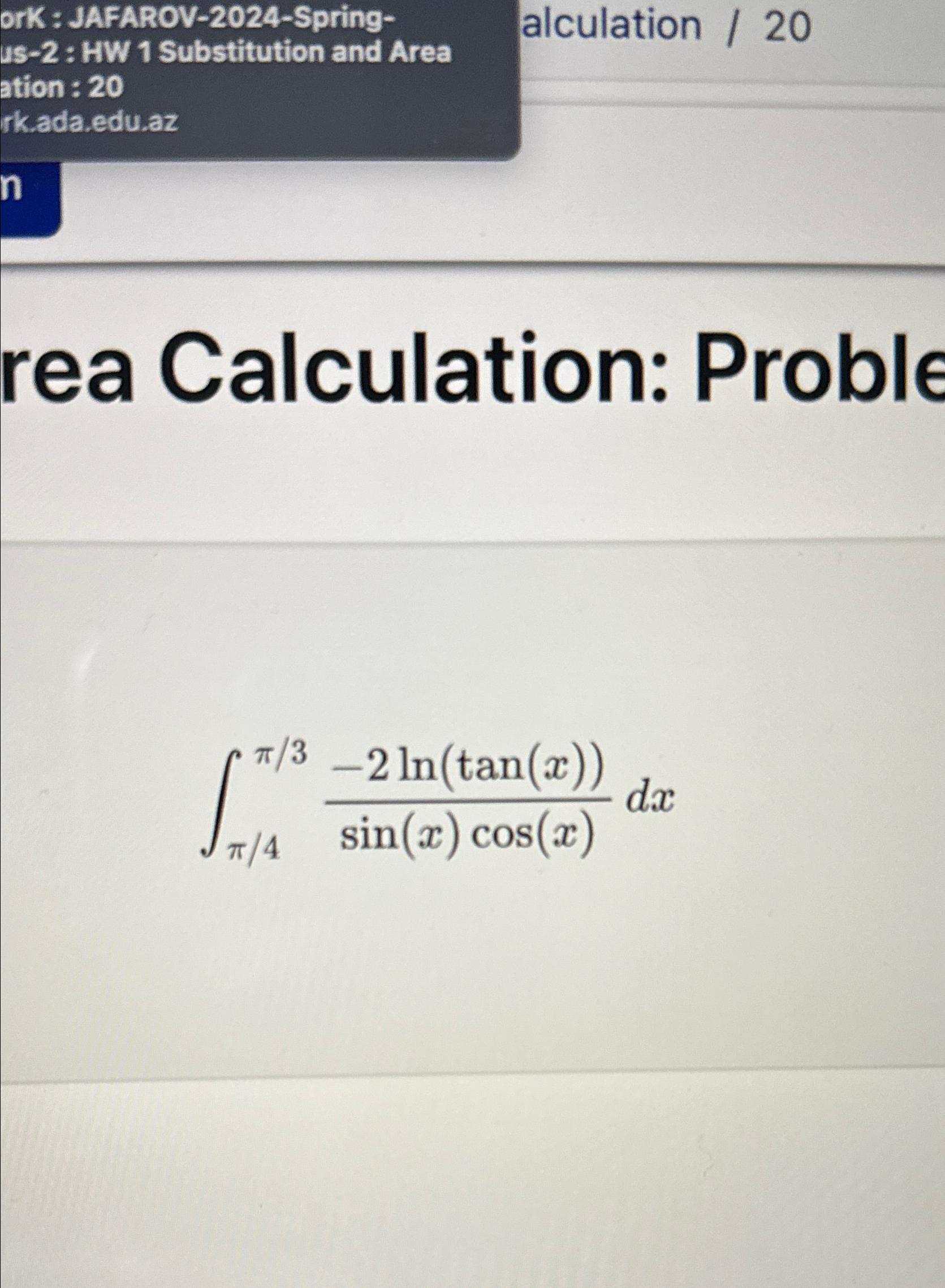 Solved rea Calculation: | Chegg.com