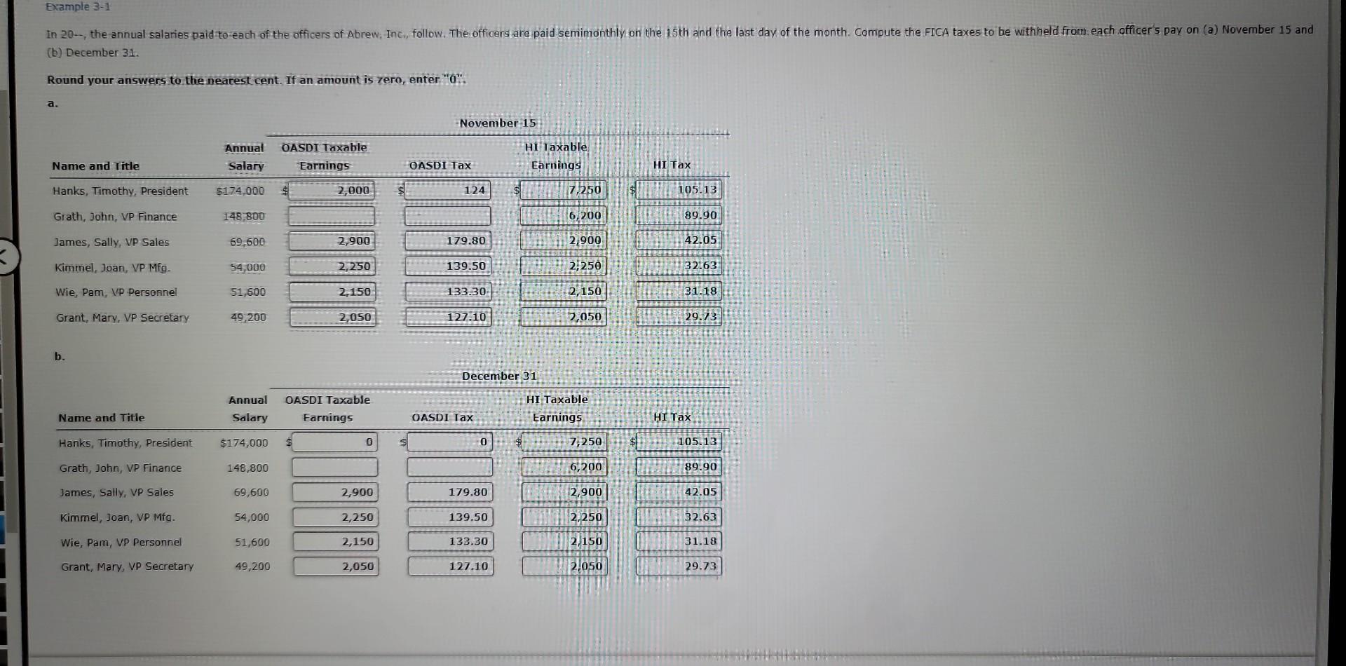 Solved show me how to work OASDi Taxable Earnings and OASDi | Chegg.com
