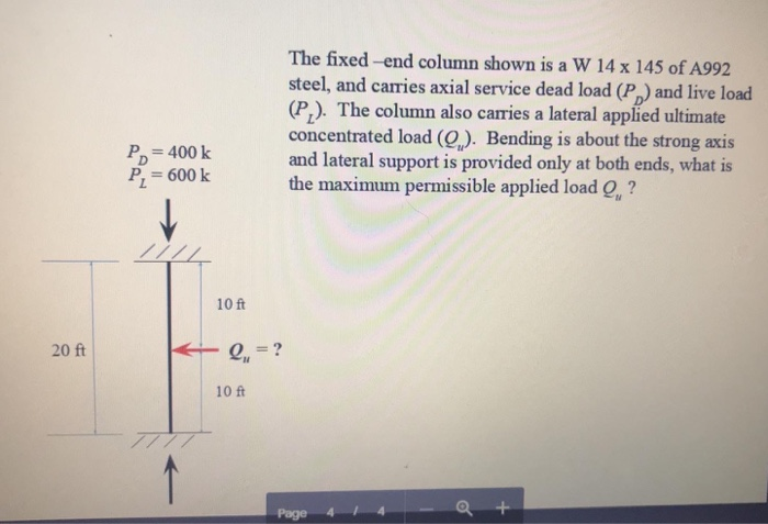 Solved The fixed-end column shown is a W 14 x 145 of A992 | Chegg.com