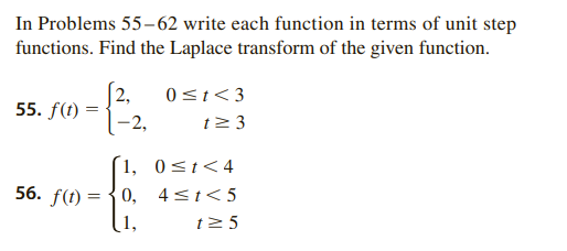 Solved In Problems 55-62 ﻿write each function in terms of | Chegg.com