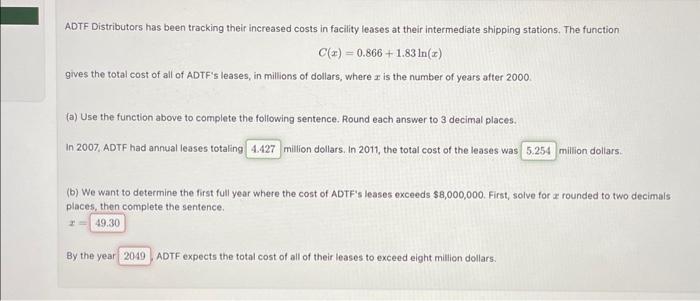 Solved ADTF Distributors has been tracking their increased | Chegg.com