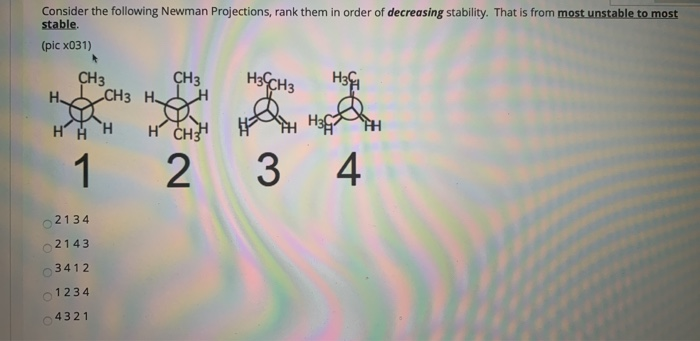 Solved Consider the following Newman Projections, rank them | Chegg.com