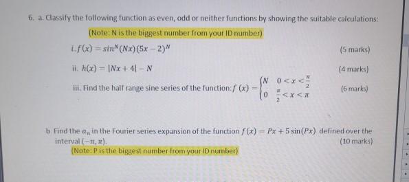 Solved 6. a. Classify the following tunction as even, odd or | Chegg.com