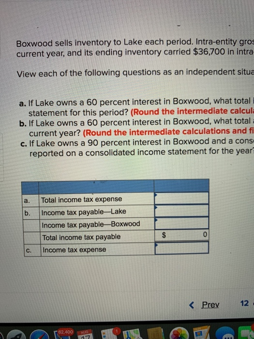 Solved Lake acquired a controlling interest in Boxwood | Chegg.com