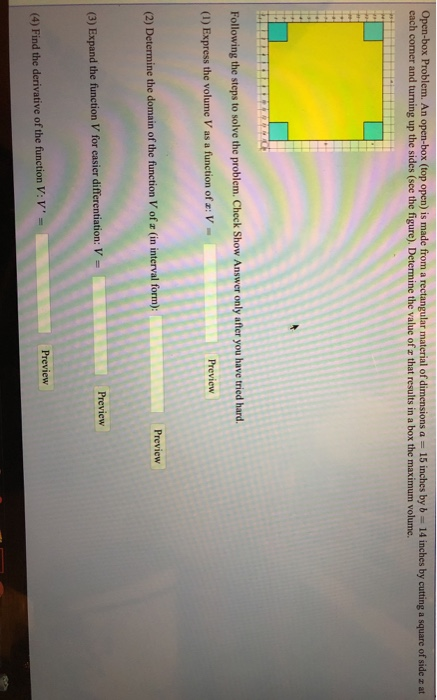 Solved Open-box Problem. An open-box (top open) is made from | Chegg.com